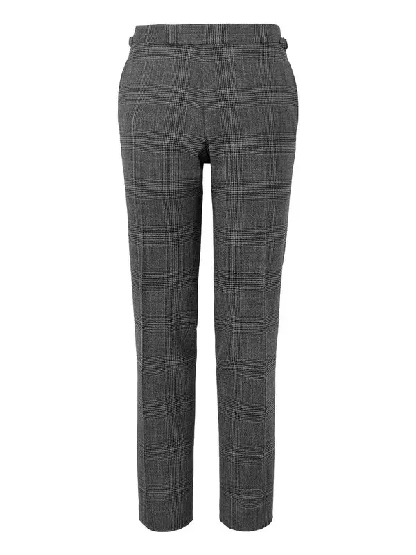 TOM FORD Shelton Slim-fit Straight-leg Prince Of Wales Checked Wool And Silk-blend Trousers - Gray