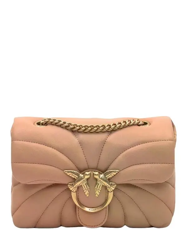 Pinko Love Quilted Shoulder Bag With Logo - Pink