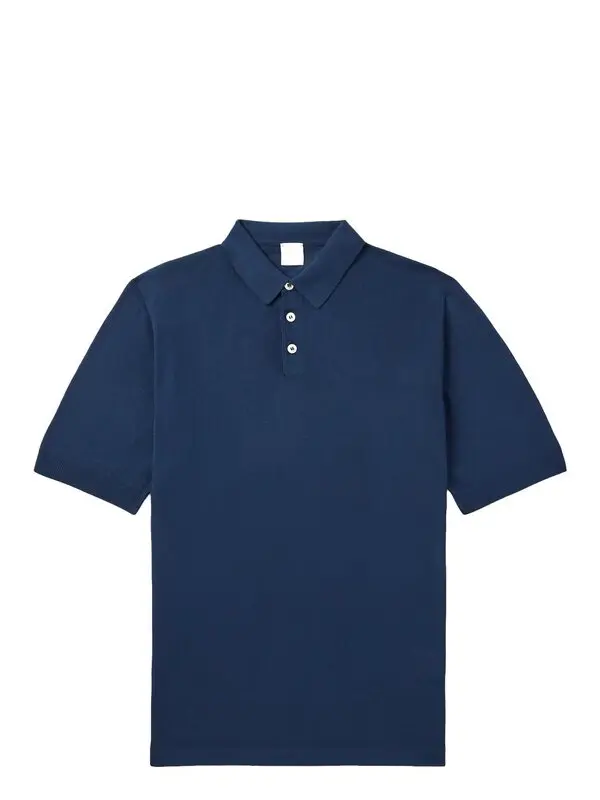 Eleventy Garment-dyed Cotton Polo Shirt - Blue