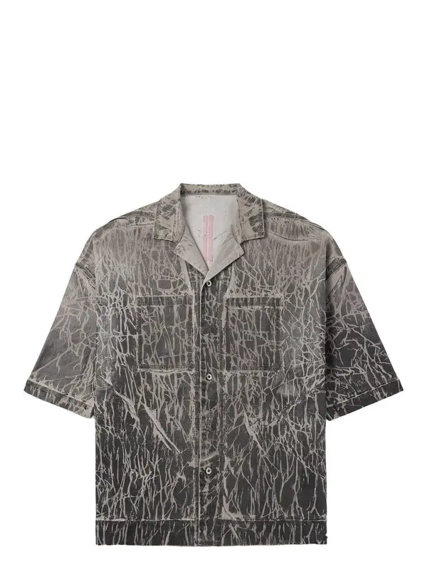 Rick Owens Magnum Tommy Foil-coated Denim Shirt - Black