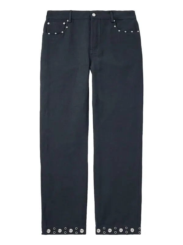 Valentino Garavani Straight-leg Embellished Trousers - Blue