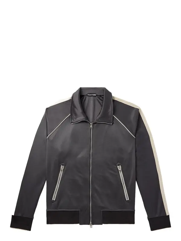 TOM FORD Striped Jersey Track Jacket - Black