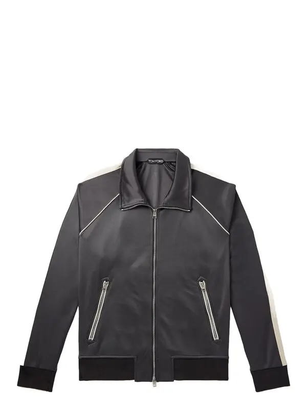 TOM FORD Striped Jersey Track Jacket - Black