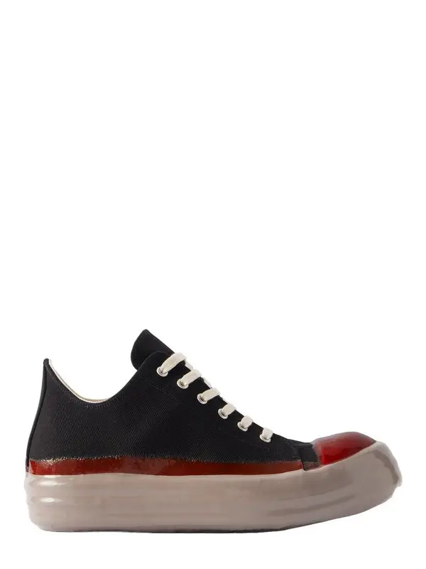 Rick Owens Lacquered-denim Low-top Sneakers - Black