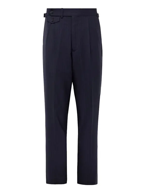 Dunhill Straight-leg Pinstriped Wool Suit Trousers - Blue