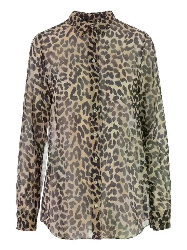 Aspesi Leopard-print Button-front Shirt - Brown