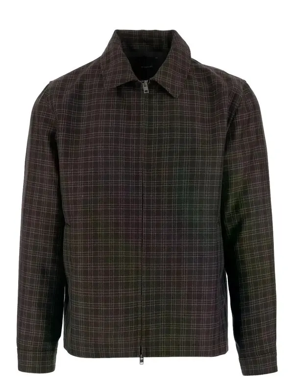 Vince Checked Wool-blend Shirt Jacket - Brown