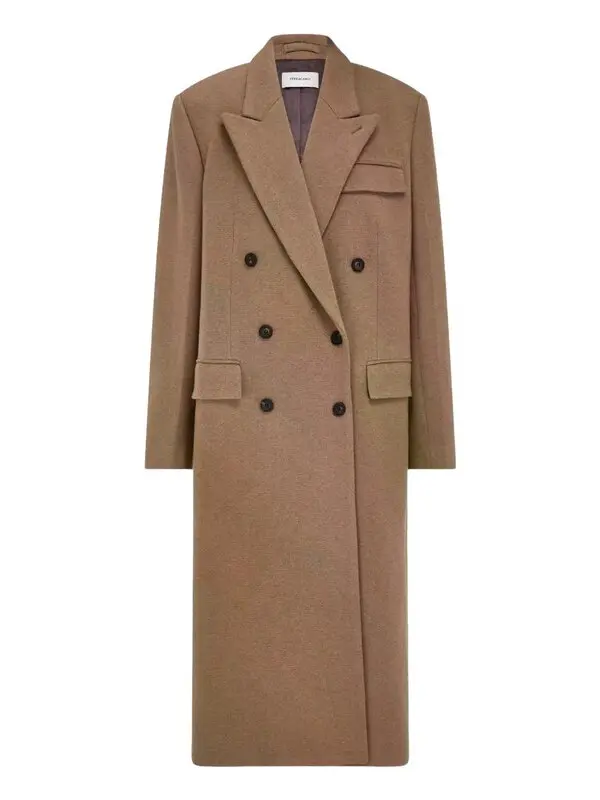 FERRAGAMO Peak Lapel Double-breasted Coat - Brown