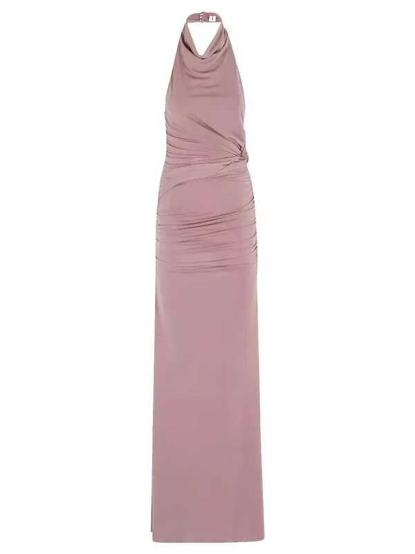 Andamane Halterneck Draped Maxi Dress - Pink