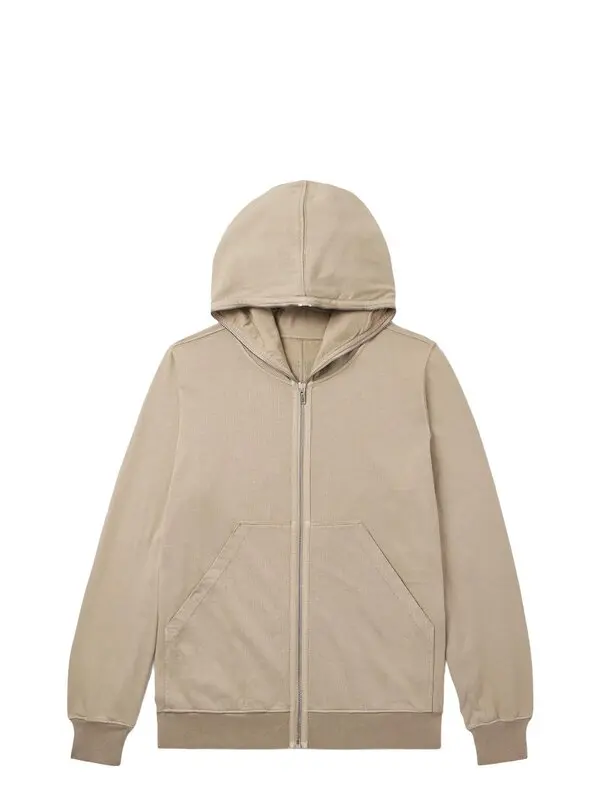 Rick Owens Cotton-jersey Zip-up Hoodie - Neutrals
