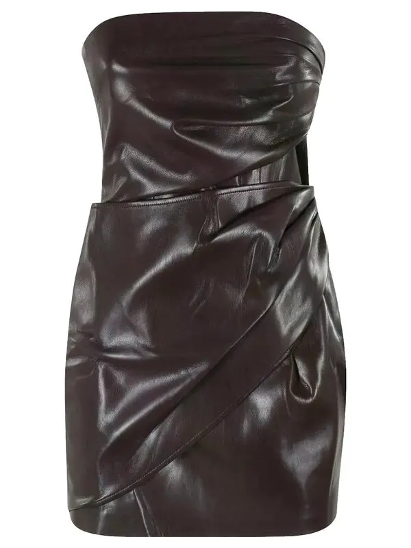Andamane Draped Mini Dress - Brown