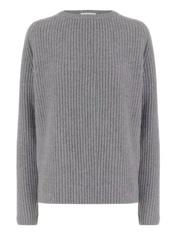 OLIVER LATTUGHI Ribbed Knit Crew-neck Sweater - Grey