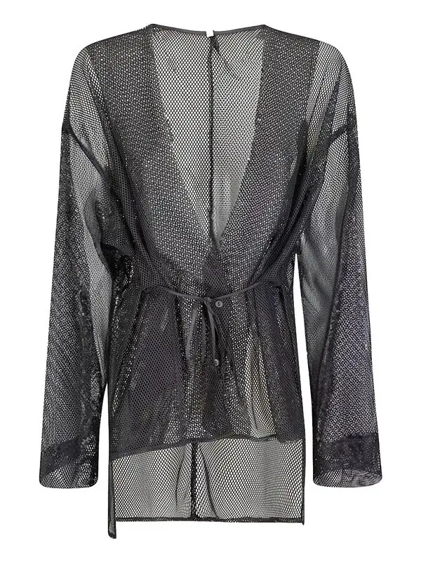MARIA CALDERARA Mesh Tie-fastening Jacket - Black