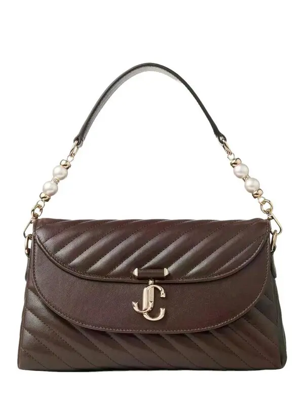 JIMMY CHOO Small Curve Leather Shoulder Bag - Brown