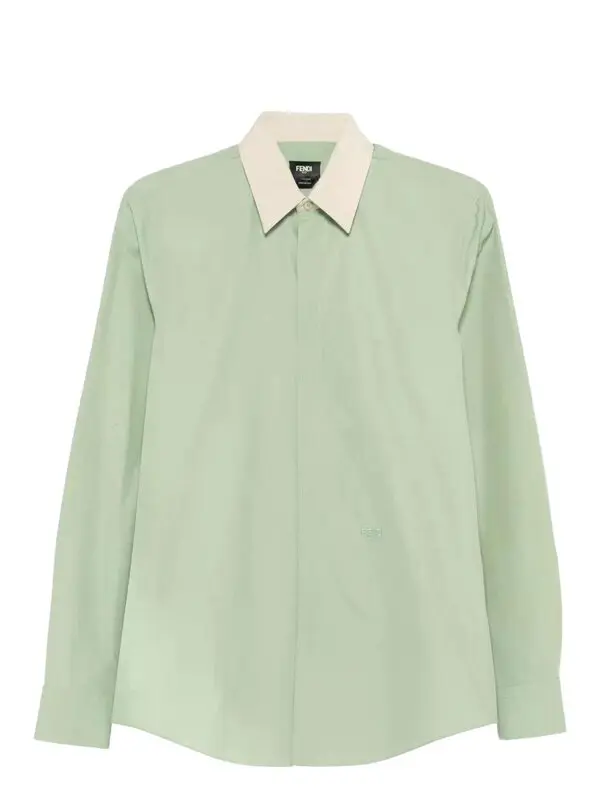 Fendi Poplin Contrast-collar Shirt - Green