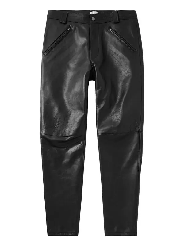 Saint Laurent Tapered Leather Trousers - Black