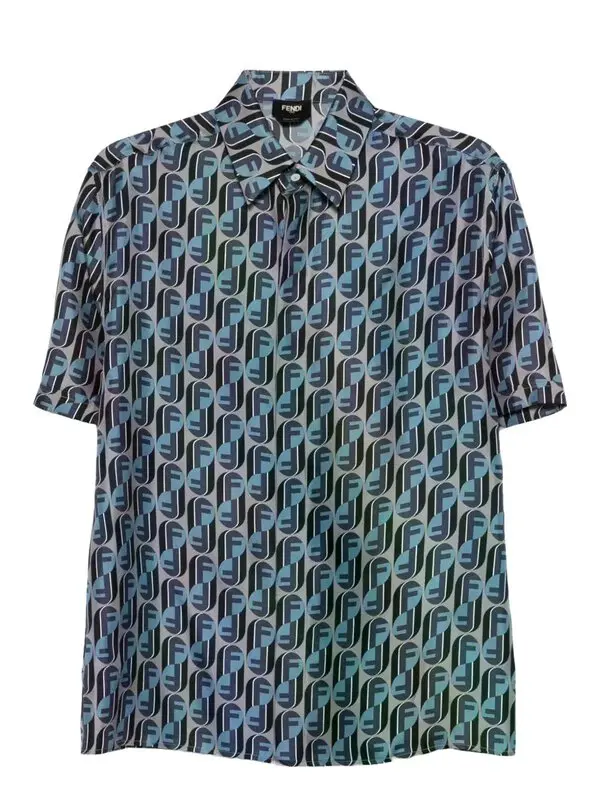 Fendi Logo-print Silk Shirt - Grey
