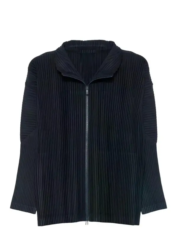 Issey Miyake Pleated Zip-front Shirt Jacket - Blue
