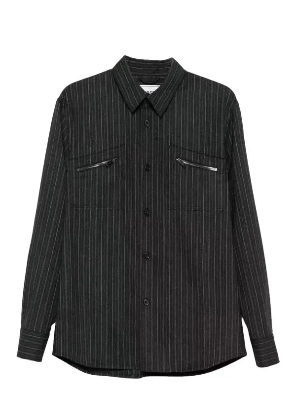 Iceberg Pinstripe Zip-pocket Shirt - Grey