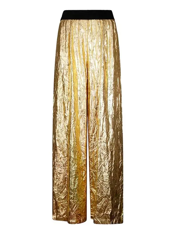 MARIA CALDERARA Metallic-effect Wide Leg Trousers - Gold