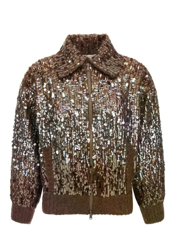 Brunello Cucinelli Sequin-embellished Cardigan - Brown