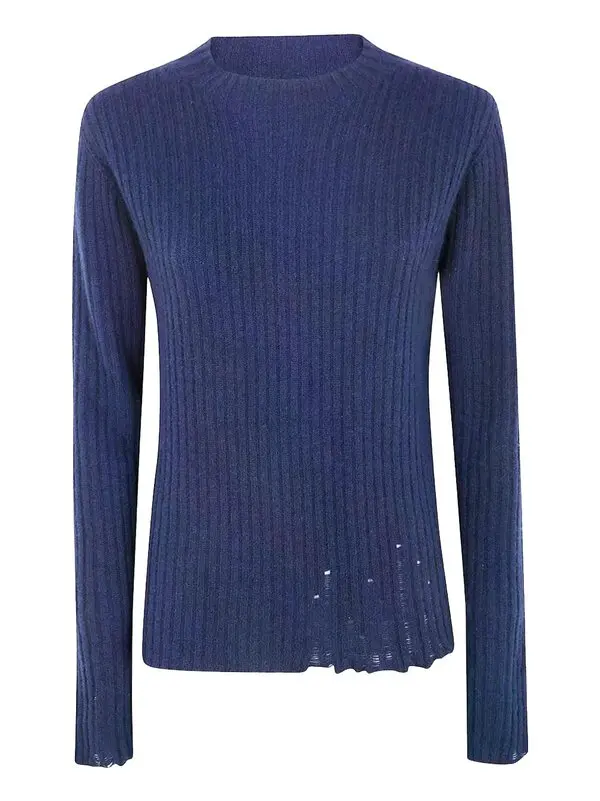 UMA WANG Ribbed Frayed Sweater - Blue