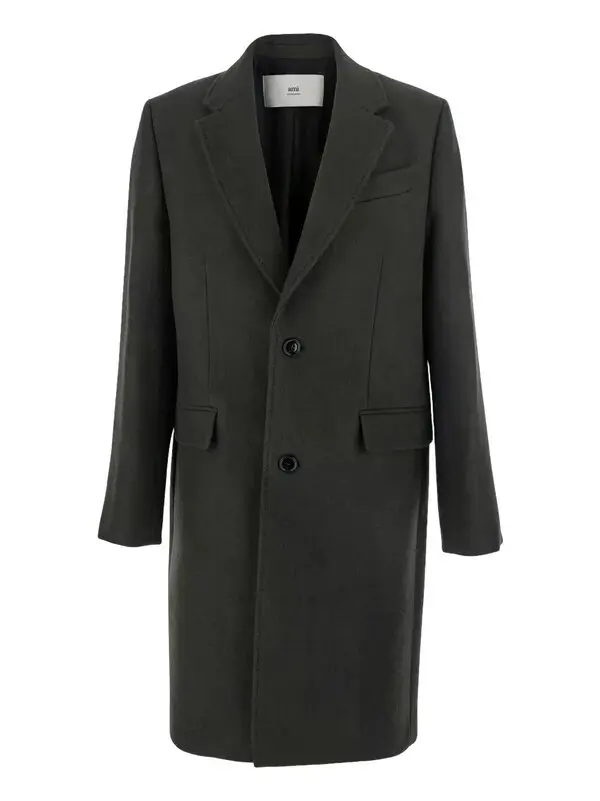 Ami Single-breasted Coat - Grey