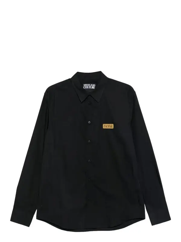 Versace Logo-plaque Cotton Shirt - Black
