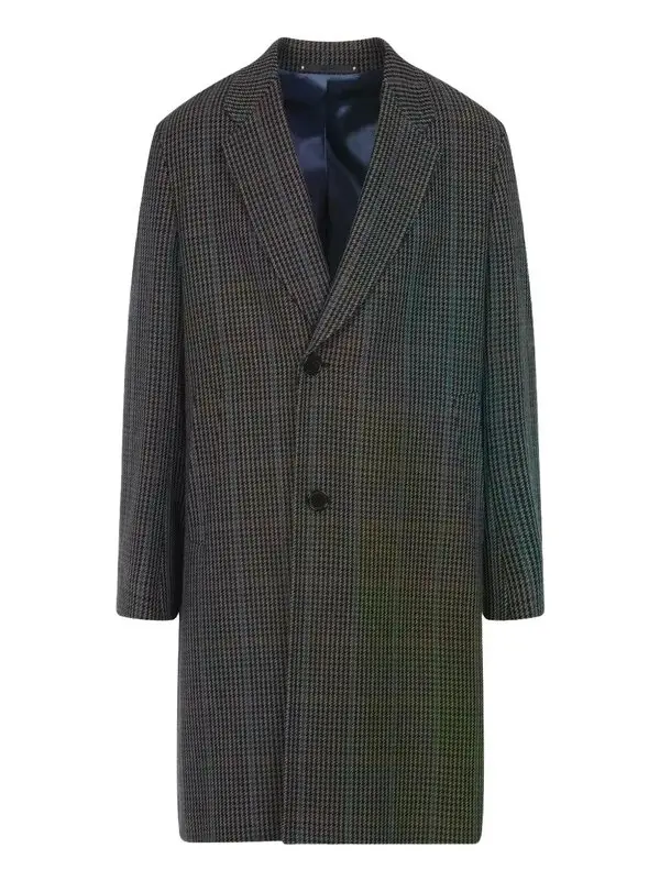 Paul Smith Houndstooth Wool Single-breasted Coat - Black