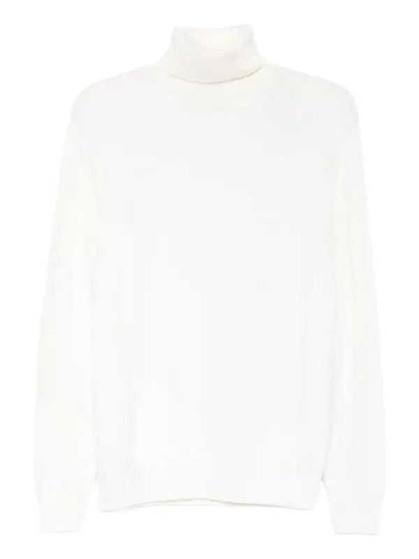 Paul & Shark Turtleneck Virgin Wool Sweater - White