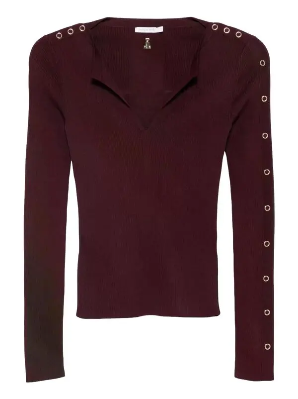 Patrizia Pepe V-neck Ribbed Sweatshirt - Purple
