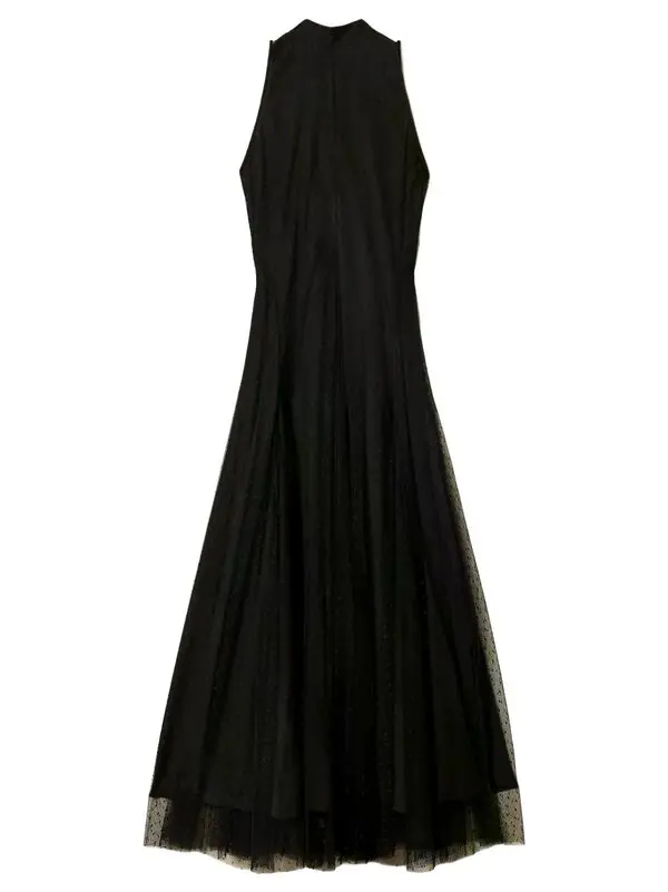 TWINSET Sleeveless Tulle Maxi Dress - Black
