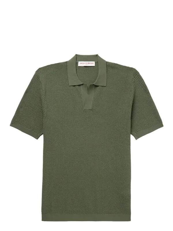 Orlebar Brown Roddy Waffle-knit Lenzing™ Ecovero™-blend Polo Shirt - Green