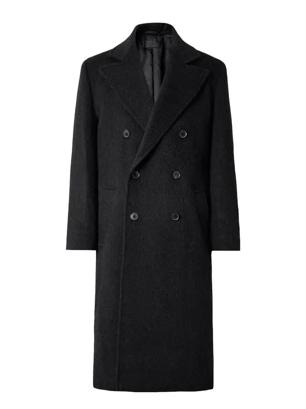 NILI LOTAN Bennett Double-breasted Brushed-wool Coat - Black