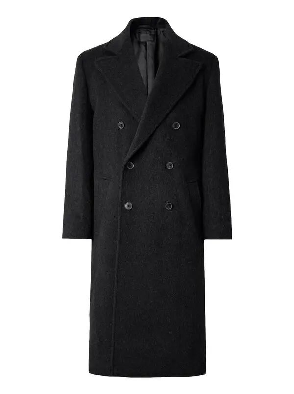 NILI LOTAN Bennett Double-breasted Brushed-wool Coat - Black