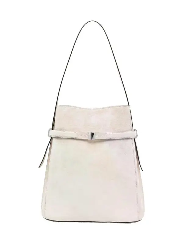 TOTEME Belted Suede Bucket Bag - Grey