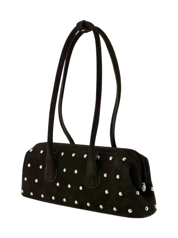 OSOI Mini Boat Suede Stud-embellished Shoulder Bag - Black