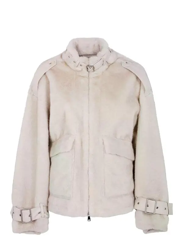 DRHOPE Buckle-detailed Faux-fur Jacket - Neutrals