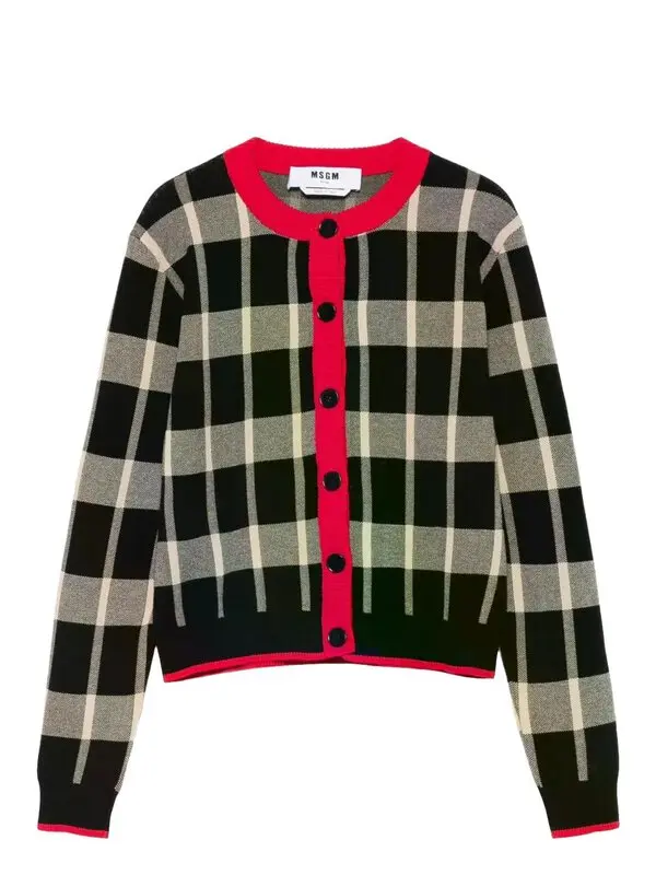 MSGM Checked Cardigan - Black