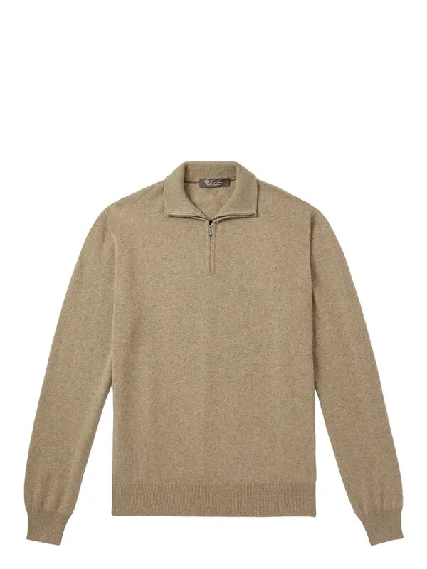 Loro Piana Slim-fit Baby Cashmere Half-zip Sweater - Brown