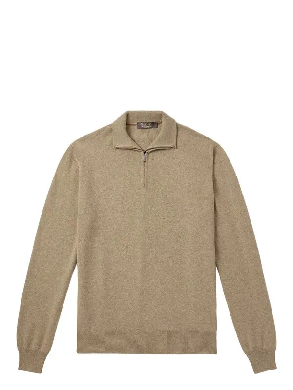 Loro Piana Slim-fit Baby Cashmere Half-zip Sweater - Brown
