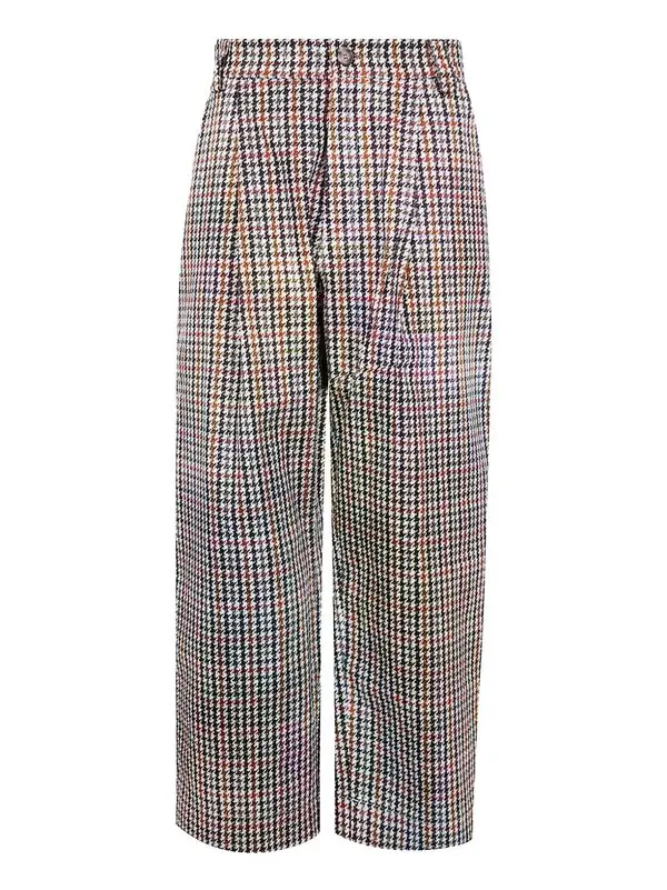 PIERRE-LOUIS MASCIA Houndstooth Pleated Trousers - Brown