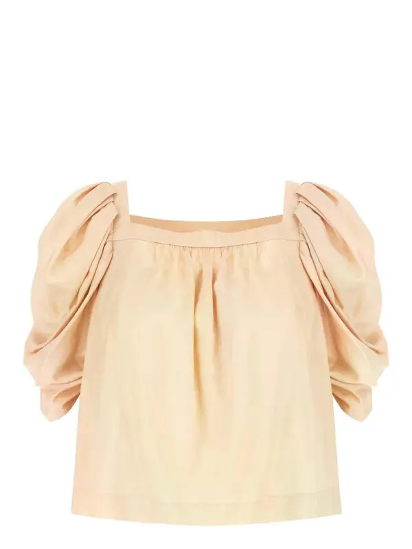 Chloé Puff Sleeve Square Neck Blouse - Pink