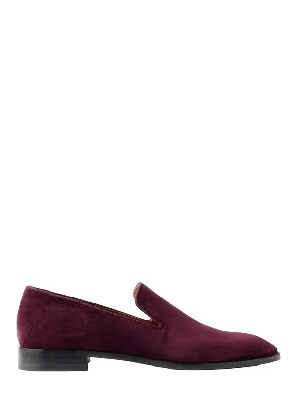 CHRISTIAN LOUBOUTIN Danny Flex Grosgrain-trimmed Suede Loafers - Burgundy