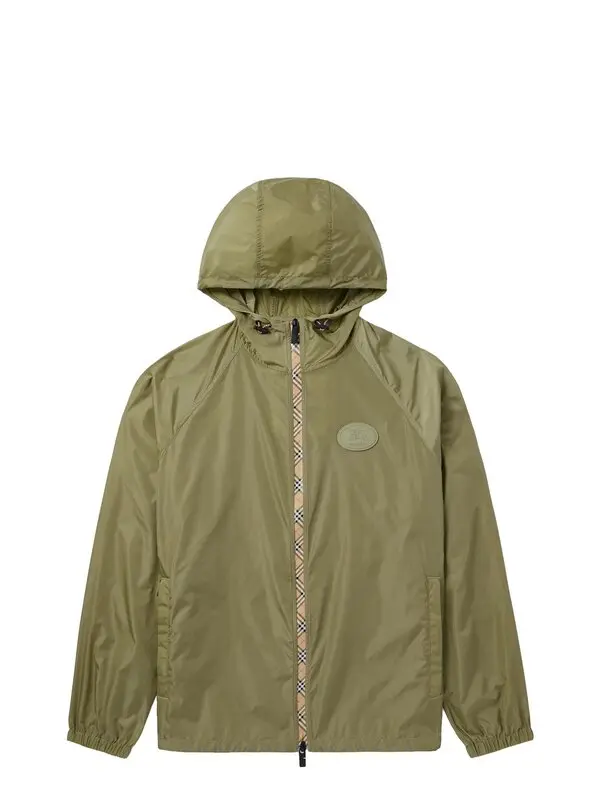 Burberry Logo-appliquéd Hooded Shell Jacket - Green