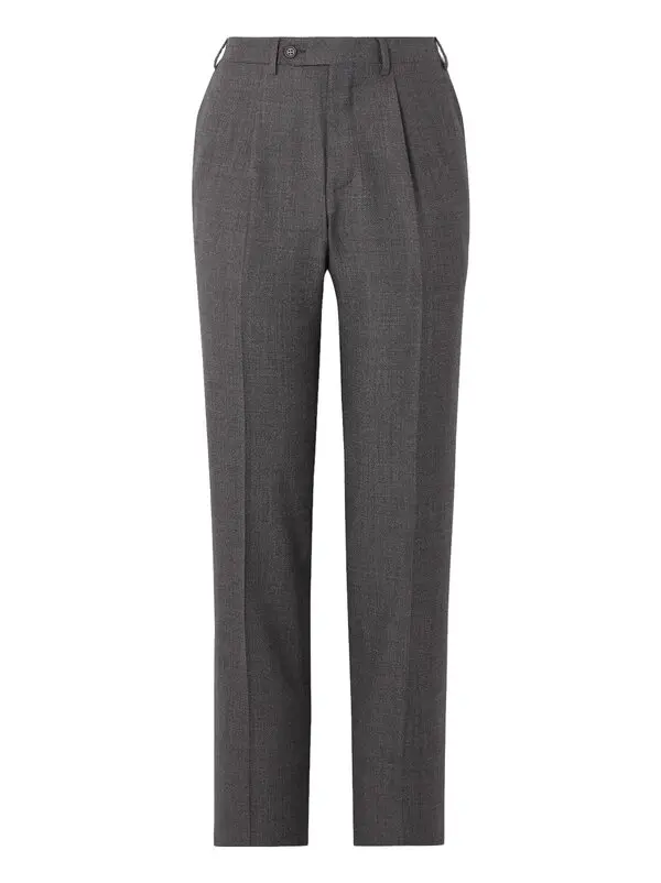 Canali Straight-leg Pleated Wool Suit Trousers - Gray
