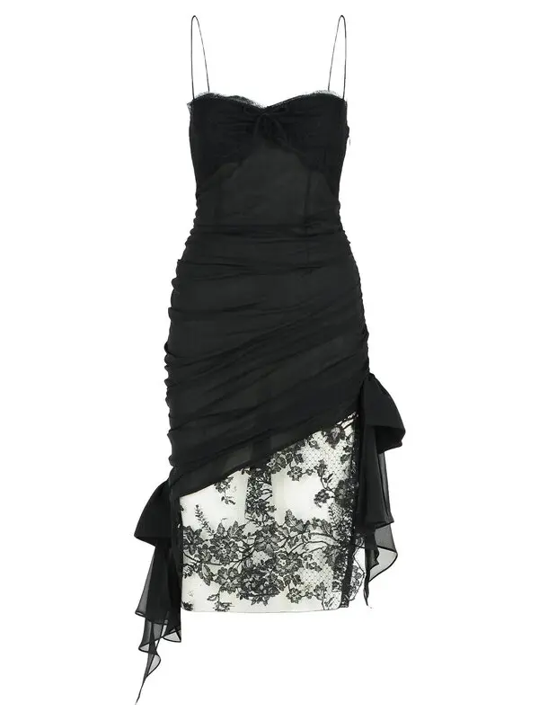 Alessandra Rich Silk Mini Dress - Black