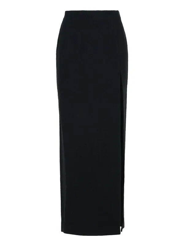 Alessandra Rich Long Virgin Wool Blend Skirt - Black