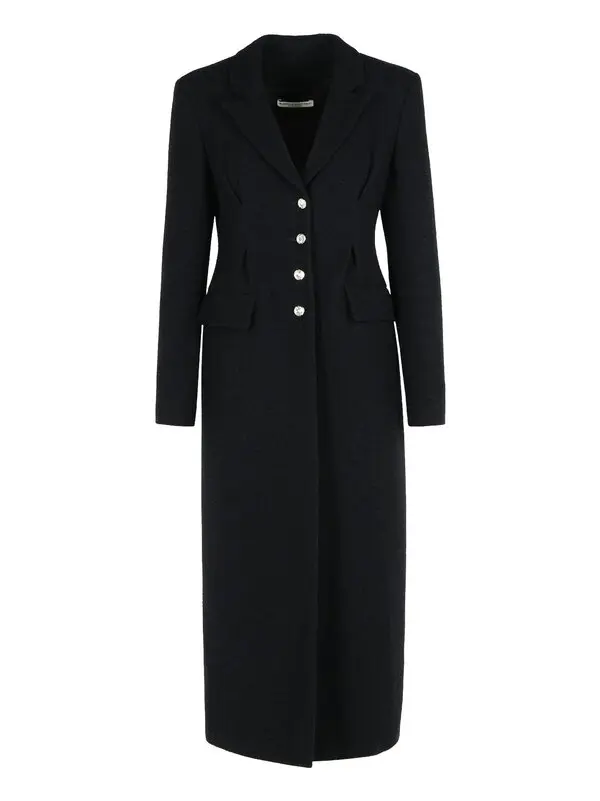 Alessandra Rich Virgin Wool-blend Coat - Black