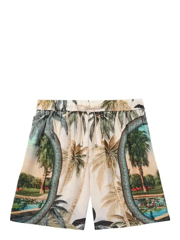 Amiri Paradise Straight-leg Printed Satin Shorts - Green